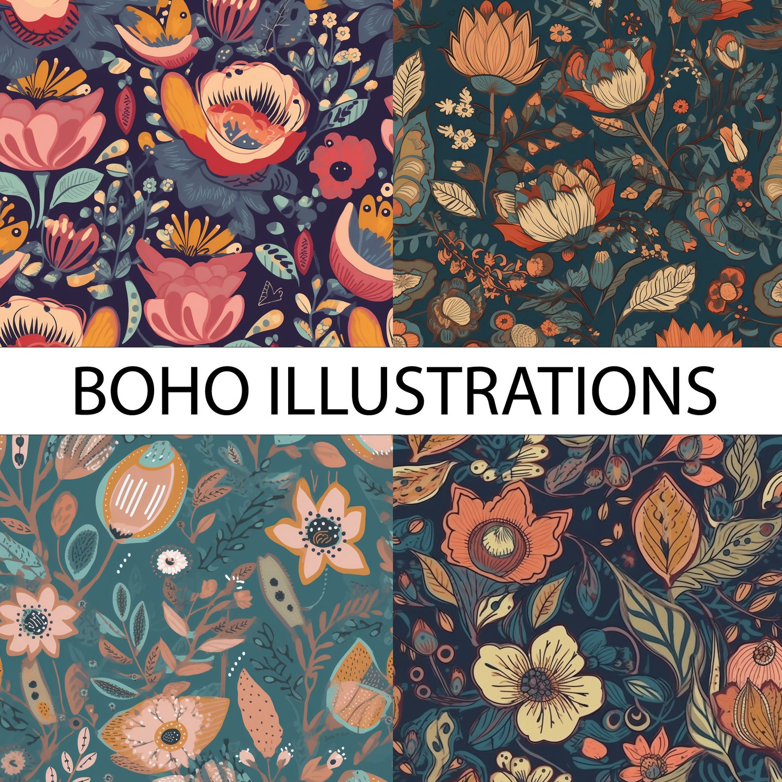 80 Piece MEGA Bundle Boho Chic Clipart Boho Digital Paper - Etsy