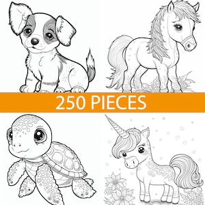 250 Piece Mega Bundle Animal Collection, Cat, Dog, Turtle Page Coloring ...