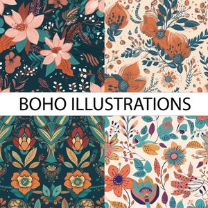 80 Piece MEGA Bundle Boho Chic Clipart Boho Digital Paper - Etsy