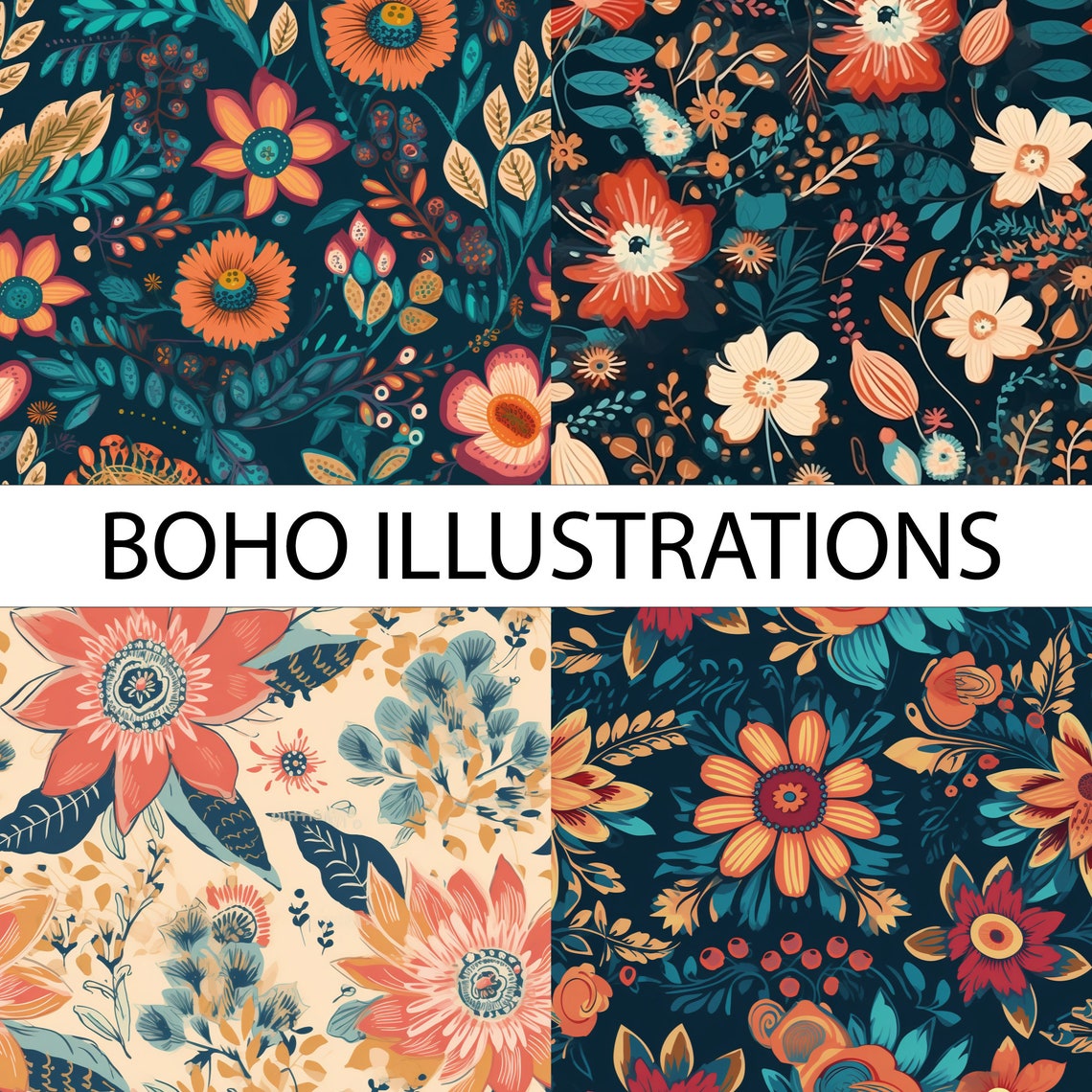 80 Piece MEGA Bundle Boho Chic Clipart Boho Digital Paper - Etsy