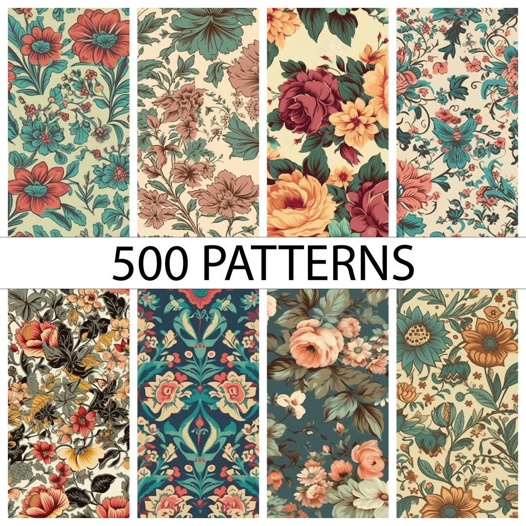 500 Piece MEGA Bundle, Vintage Clipart, Retro Digital Paper, Retro Floral Digital, Vintage ...