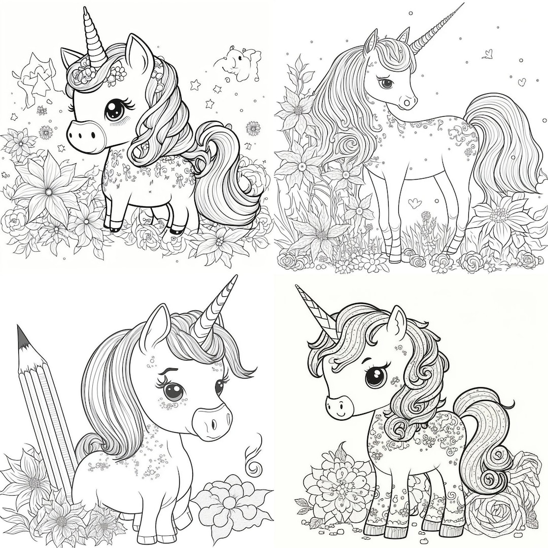 Unicorn Collection 50 Page Coloring Pages Printable Variety Coloring ...