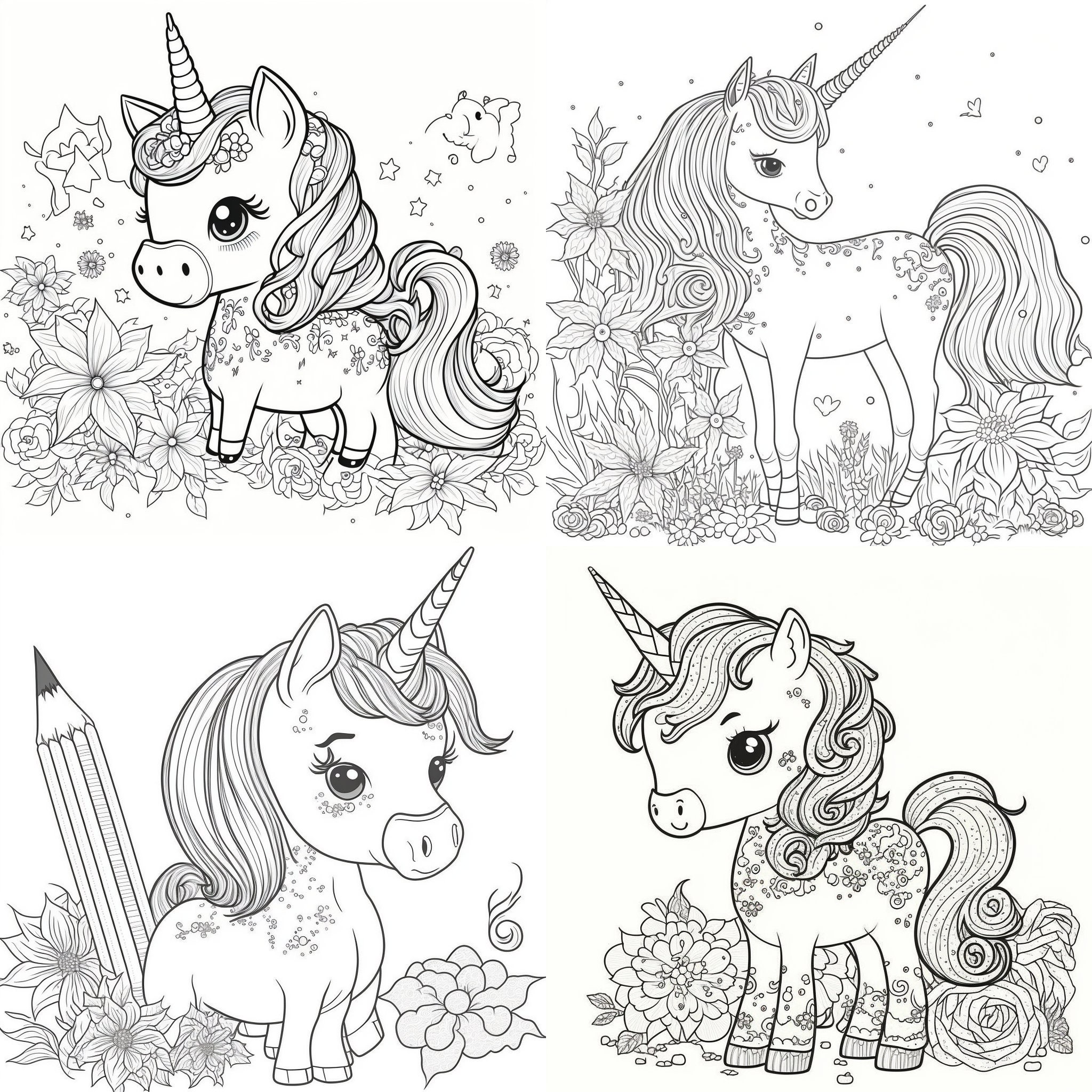 Unicorn Collection 50 Page Coloring Pages Printable Variety Coloring ...