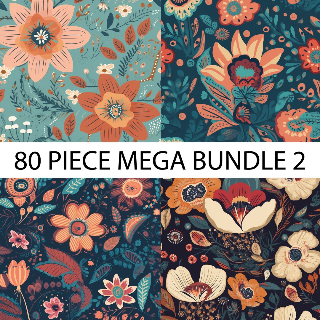 80 Piece MEGA Bundle Boho Chic Clipart Boho Digital Paper - Etsy