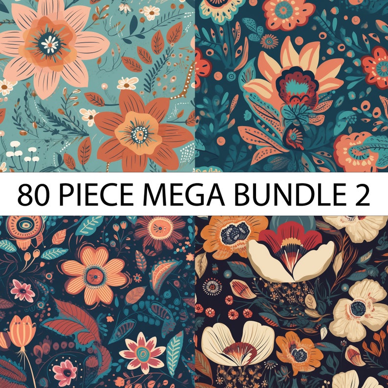 80 Piece MEGA Bundle Boho Chic Clipart Boho Digital Paper - Etsy