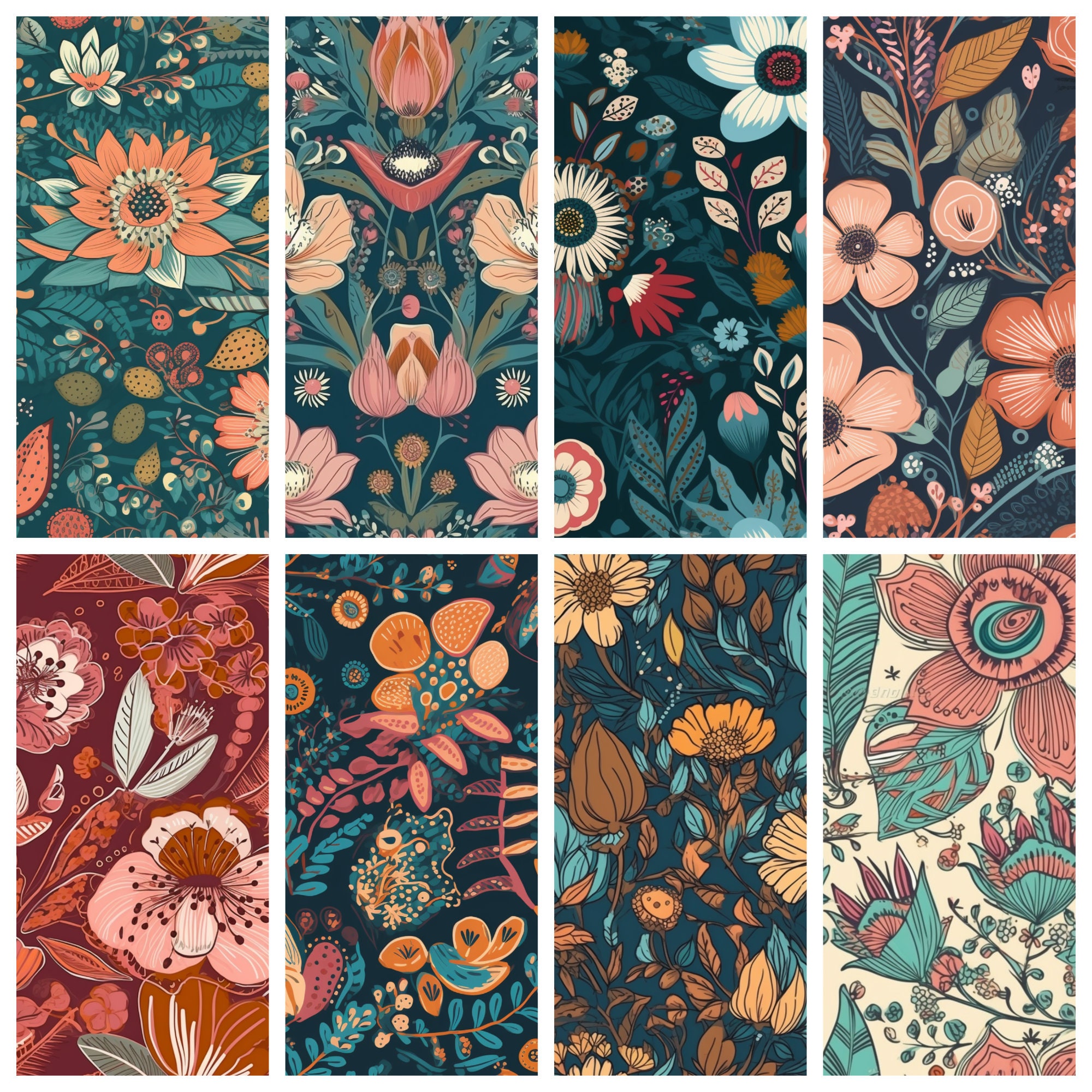 500 Piece MEGA Bundle, Boho Clipart, Bohemian Digital Paper, Retro ...