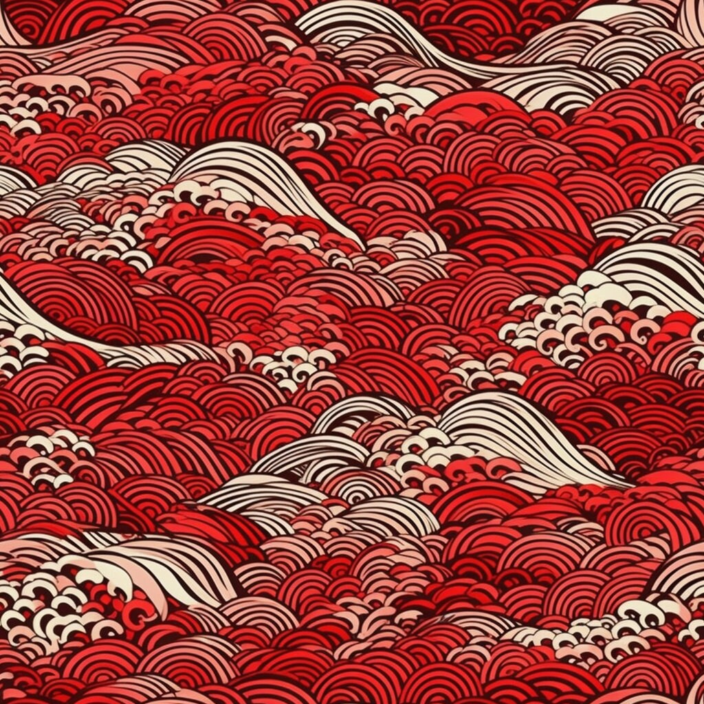 Seamless Pattern Set Japanese Tattoo Waves Red - Etsy