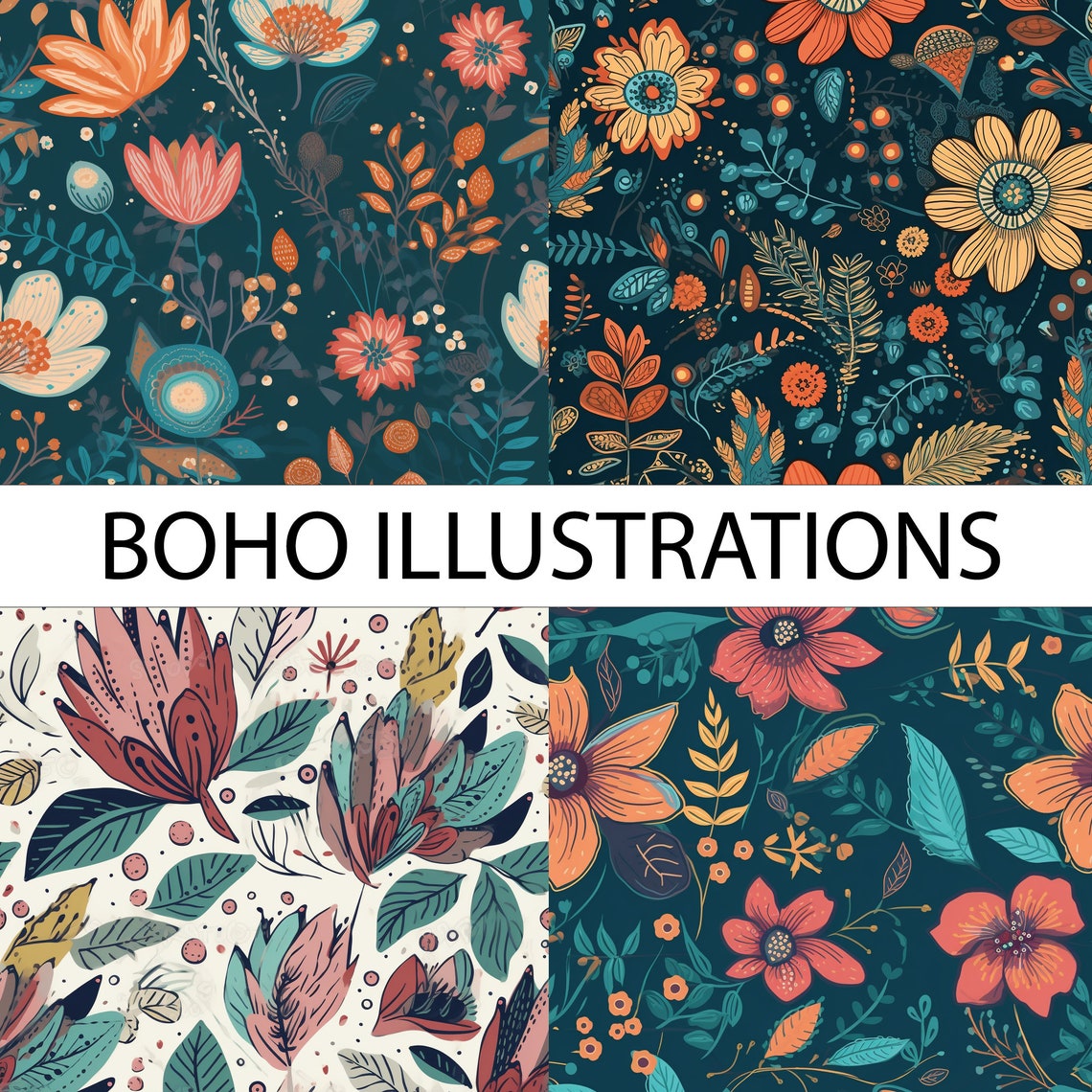 80 Piece MEGA Bundle Boho Chic Clipart Boho Digital Paper - Etsy