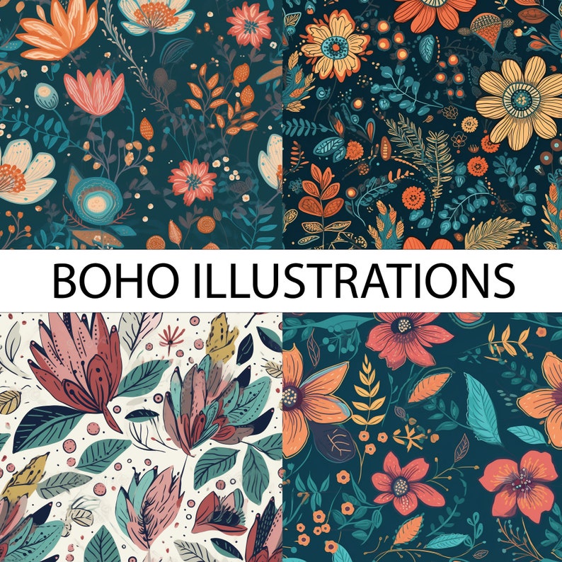 80 Piece MEGA Bundle Boho Chic Clipart Boho Digital Paper - Etsy