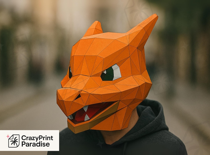 Charizard Papercraft Mask Template - 3D Low Poly DIY Mask - PDF ...