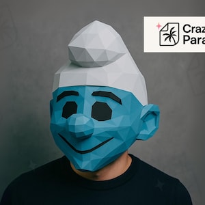 Smurfs Mask 3D Papercraft Template – Low Poly DIY Costume – Printable ...