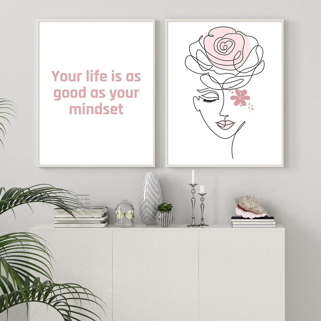 Minimalist Poster Set 2 Set Wall Art Pink Positive - Etsy