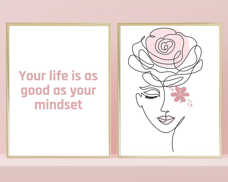 Minimalist Poster Set, 2 Set Wall Art Pink, Positive Affirmation ...