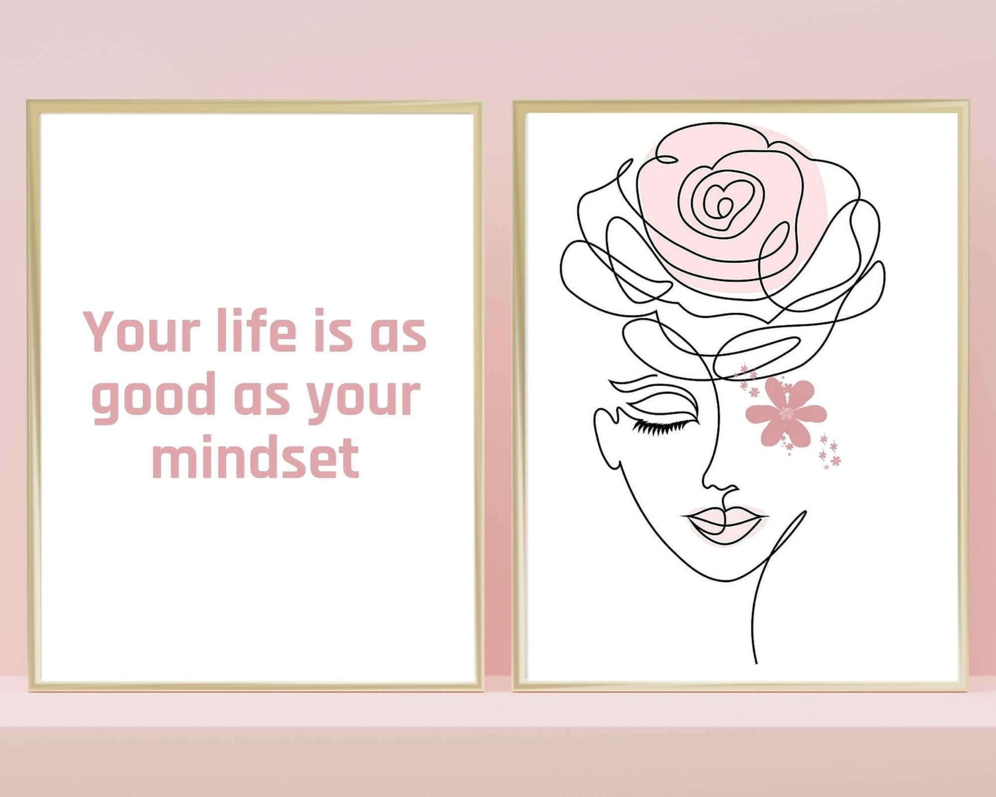 Minimalist Poster Set, 2 Set Wall Art Pink, Positive Affirmation ...