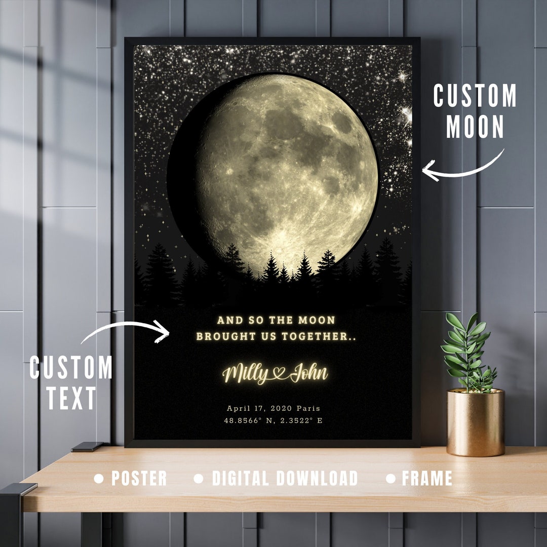Personalized Gift, Custom Moon Phases Print, Under This Moon, 1st ...