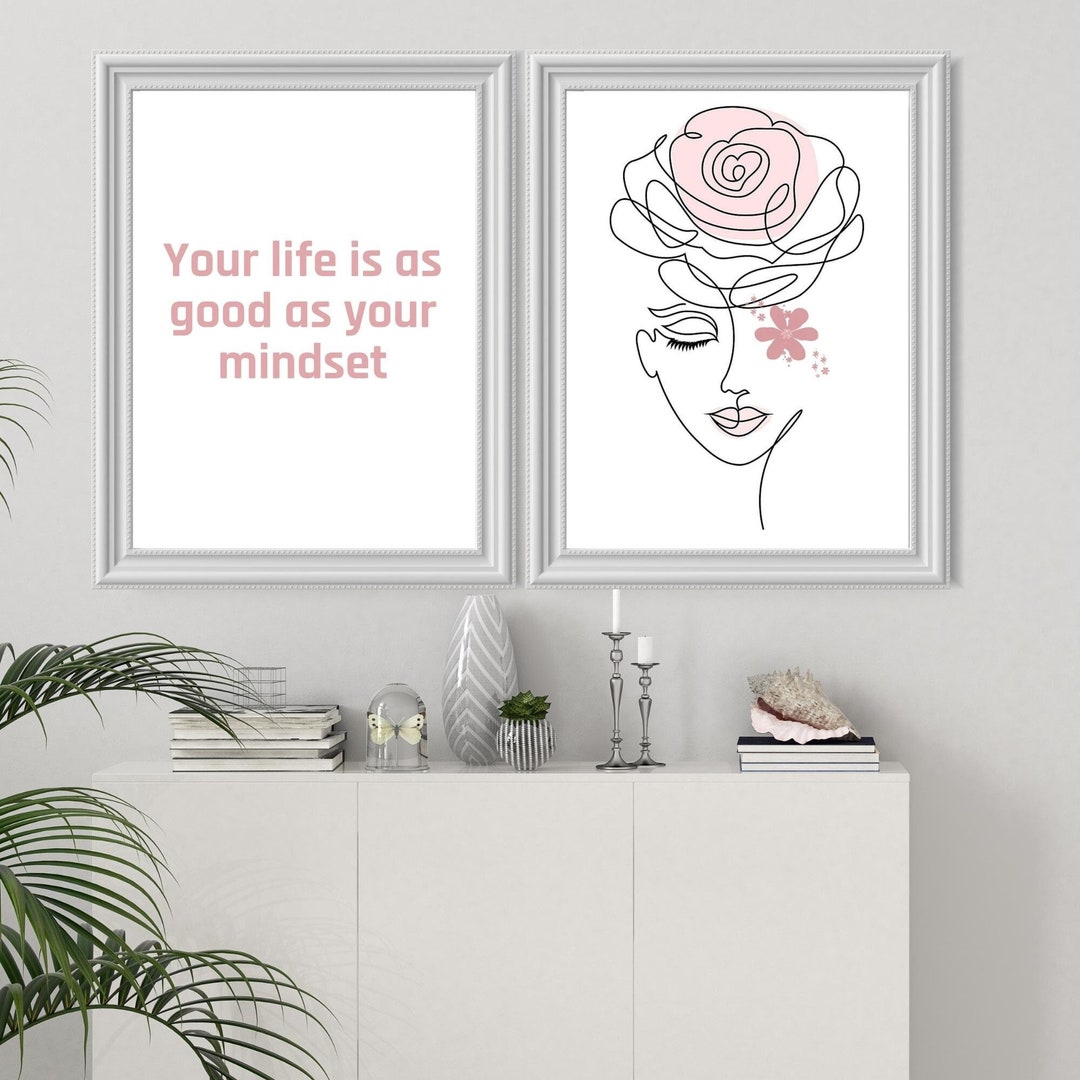 Minimalist Poster Set, 2 Set Wall Art Pink, Positive Affirmation ...