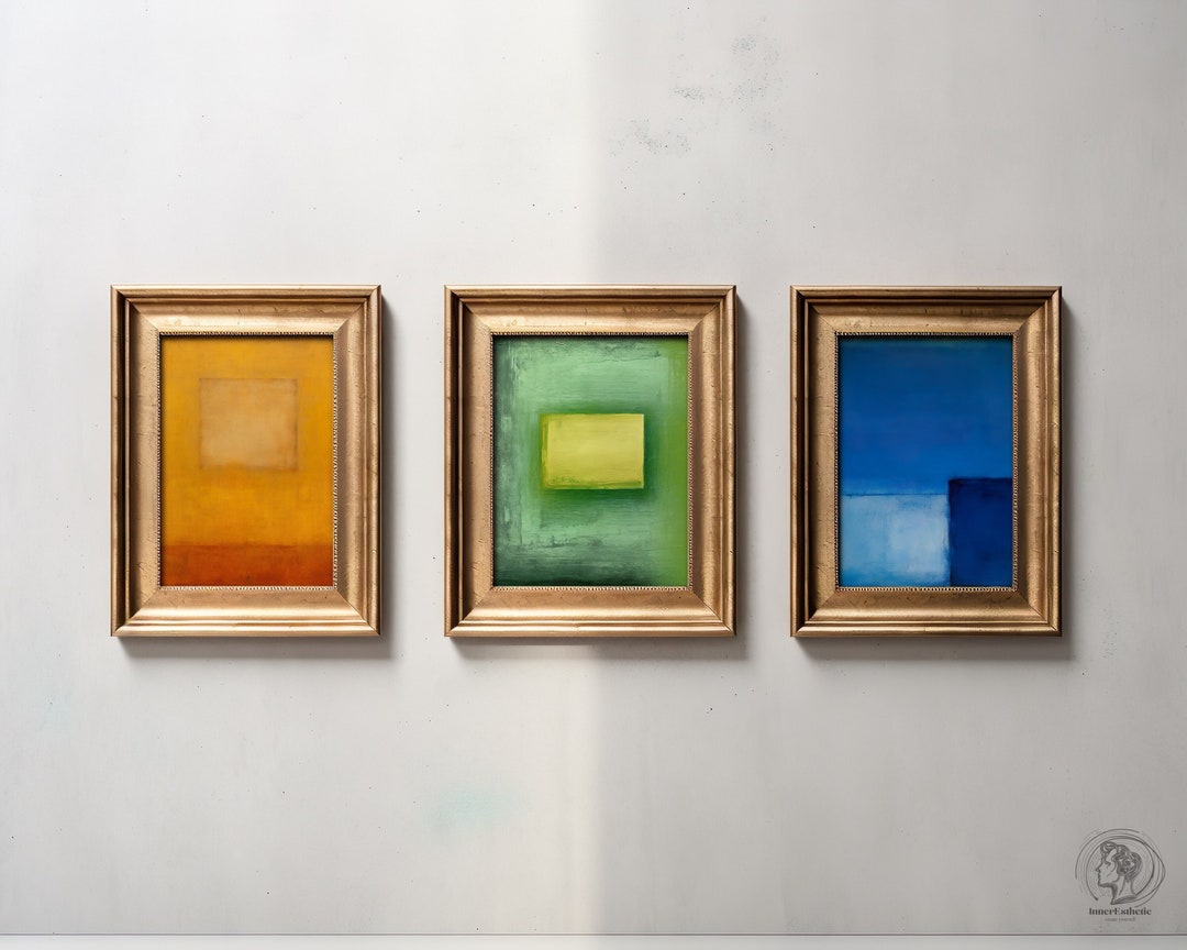 Rothko Inspired Abstract Painting, Modern Wall Art Set, 3 Piece Oil ...