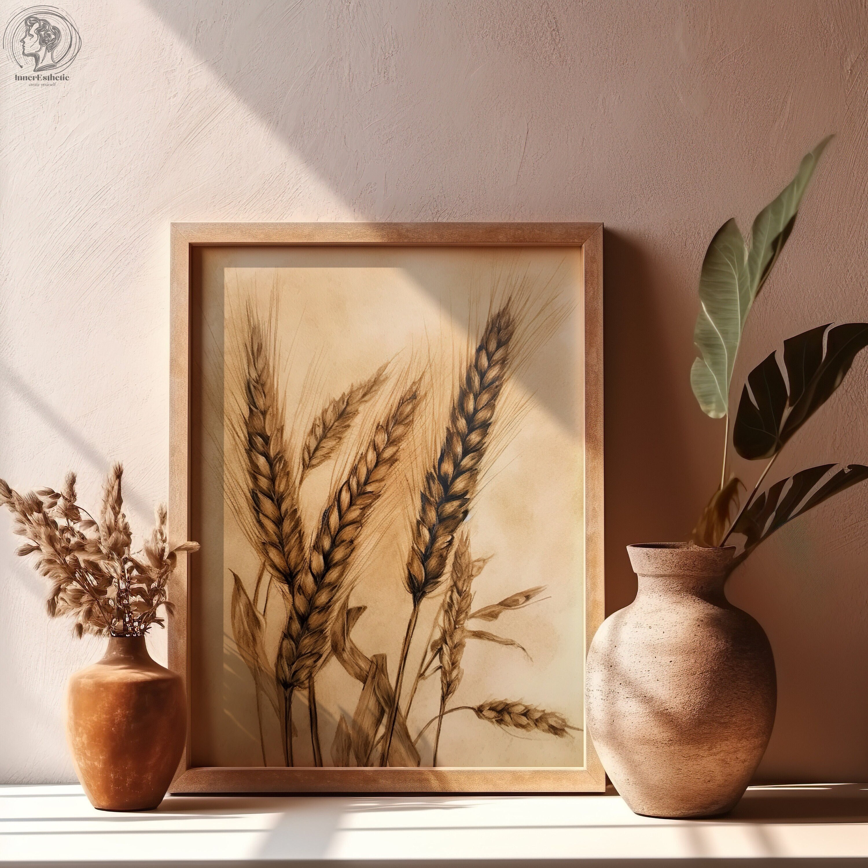 Wheat Wall Art, Farmhouse Decor, Kitchen Decor, Wheat Print, Botanical ...