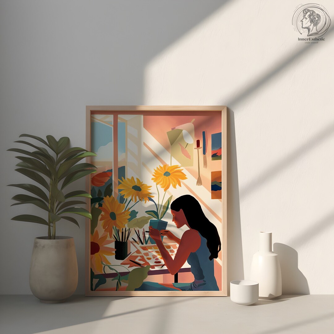 Georgia O'keeffe Inspired Art Deco Print, Mid-century Modern (digital ...