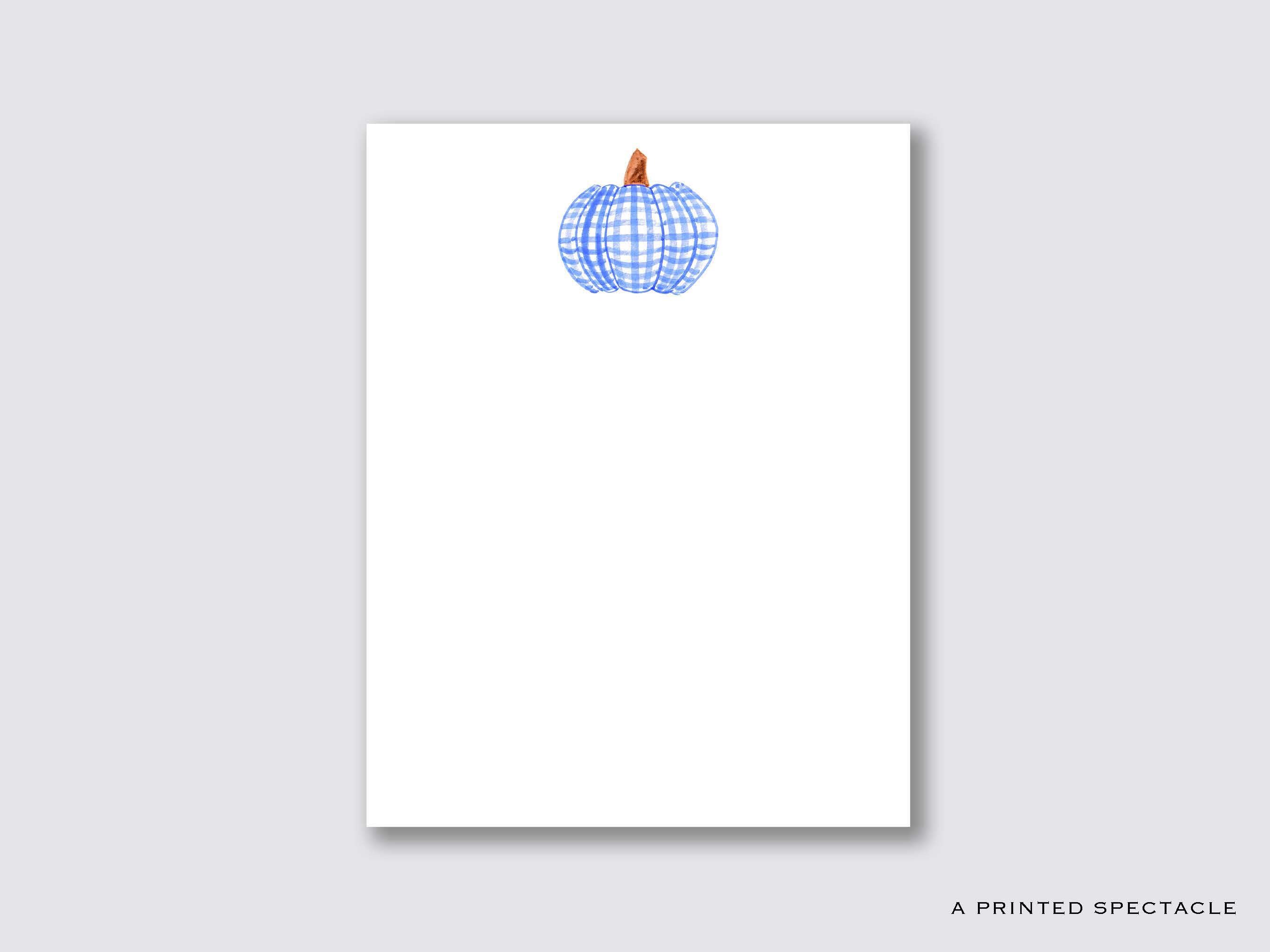 Blue Gingham Pumpkin Personalized Notepad thanksgiving Kids - Etsy