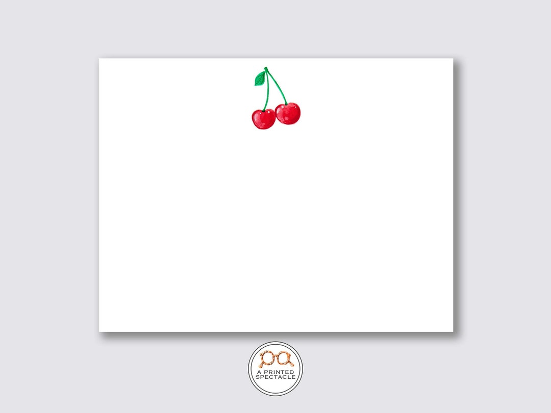 Watercolor Cherry Notecard Set: Preppy Stationery Gift - Etsy