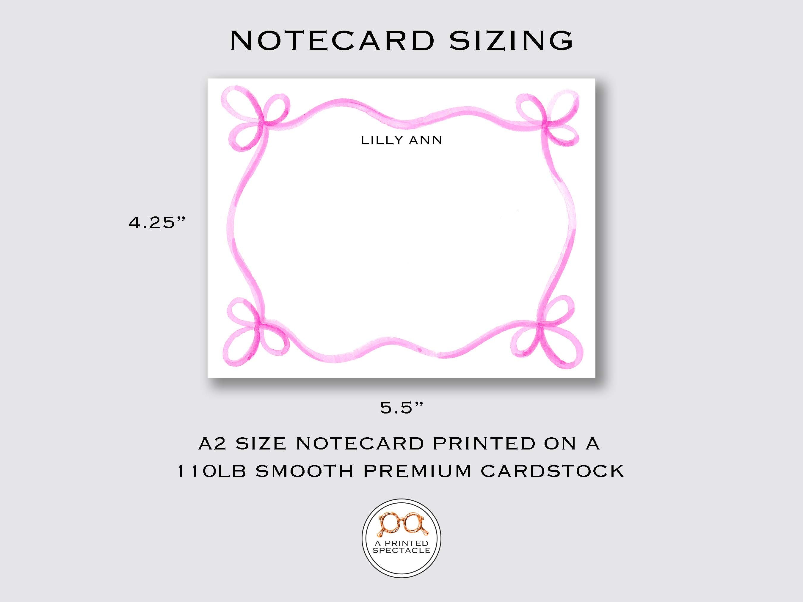 Pink Ribbon Wavy Personalized Notecard Set Baby Shower, Bridal ...