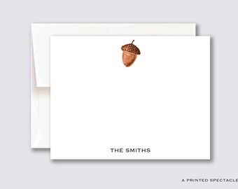Acorn Note Cards Set of 10 in White or Ivory With Matching - Etsy