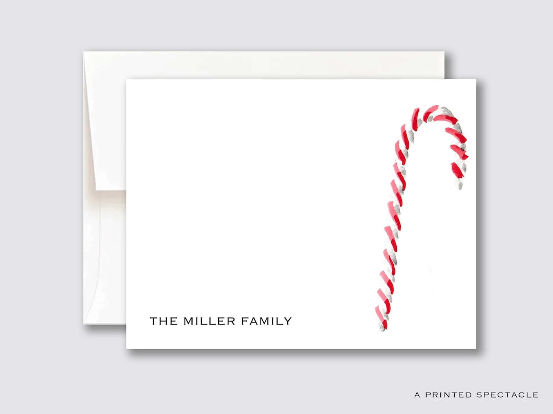 Candy Cane Personalized Notecard Set | Christmas, Holiday Card, Gift ...