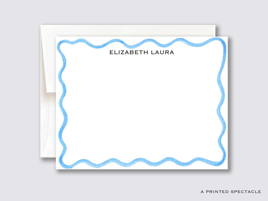 Blue Scallop Personalized Notecard Set: Watercolor Stationery Gift - Etsy