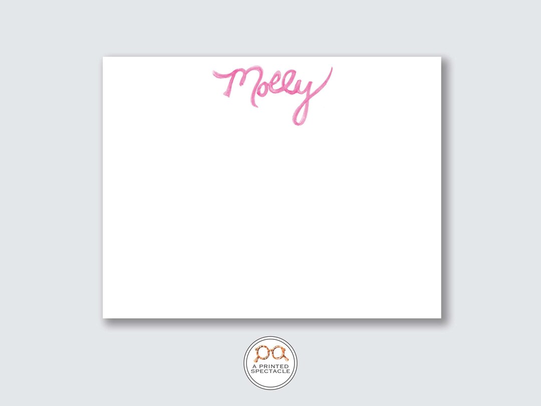 Pink Watercolor Script Personalized Notecard Set | Baby Shower, Bridal ...