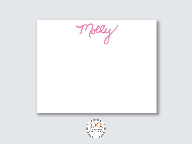 Pink Watercolor Script Personalized Notecard Set: Feminine Stationery ...