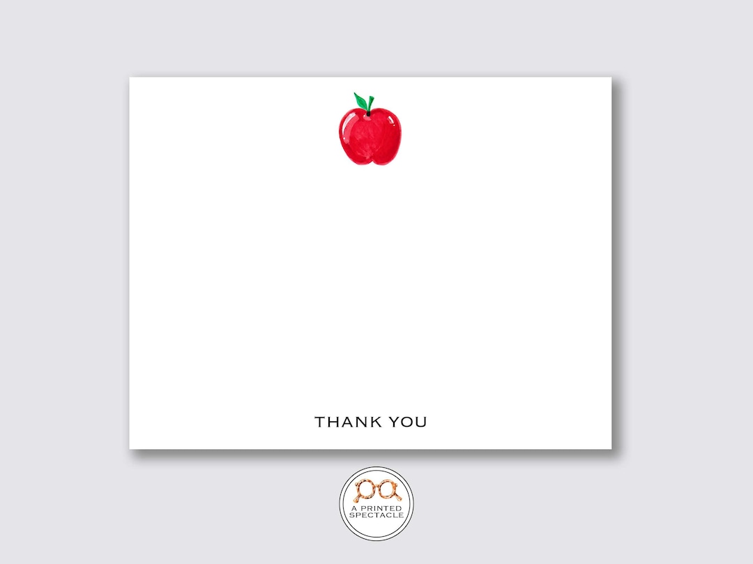 Apple Thank You Notecard Set: Watercolor Fruit Stationery - Etsy