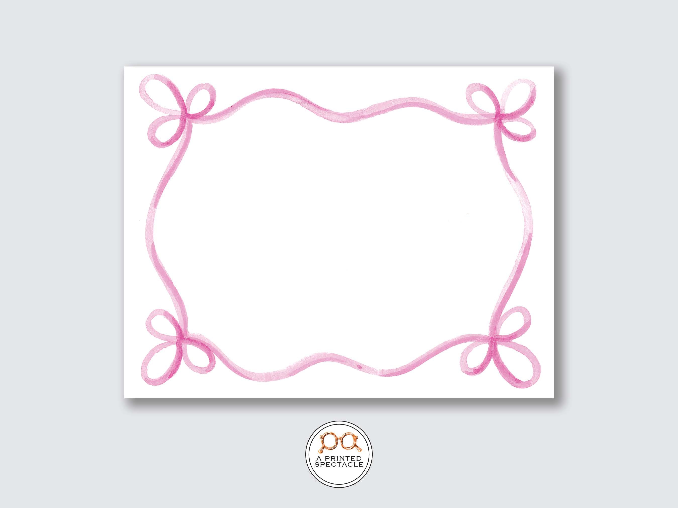 Pink Ribbon Wavy Personalized Notecard Set Baby Shower, Bridal ...