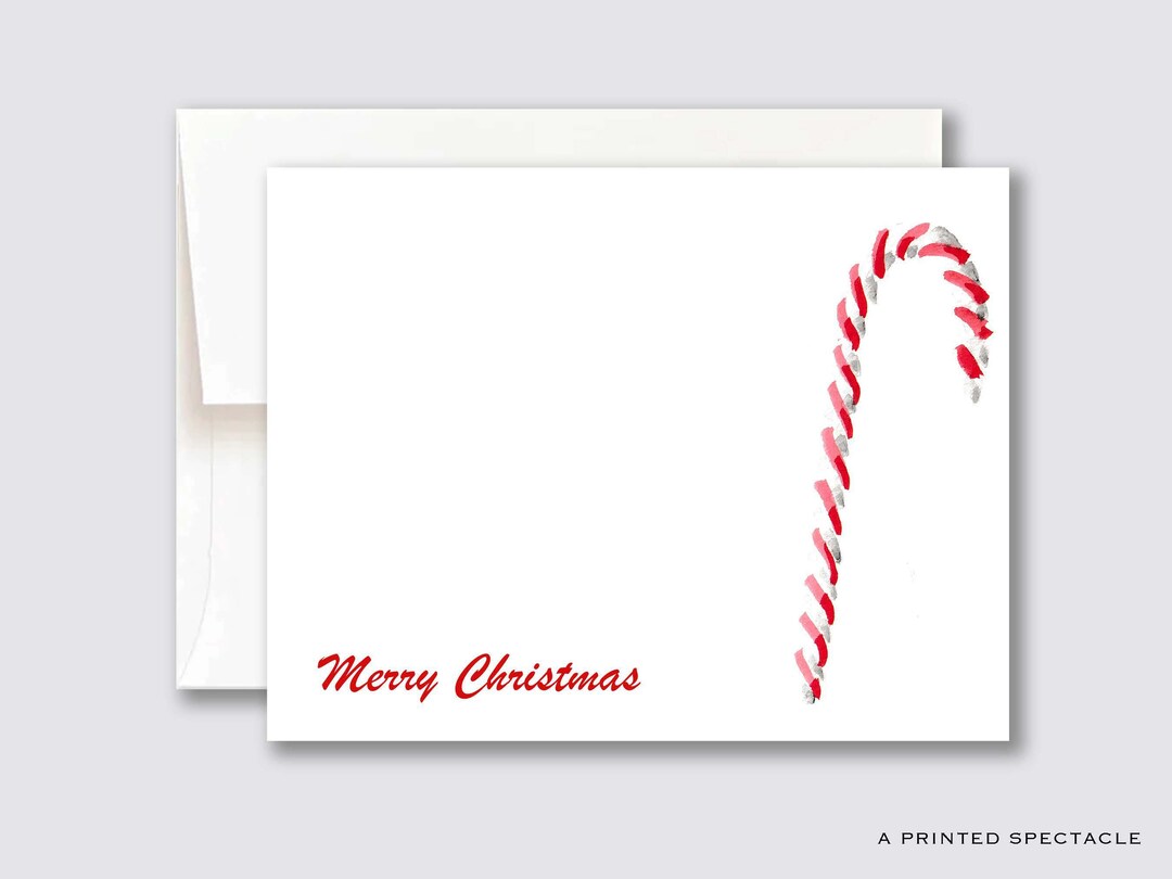Candy Cane Merry Christmas Notecard Set: Watercolor Holiday Cards - Etsy