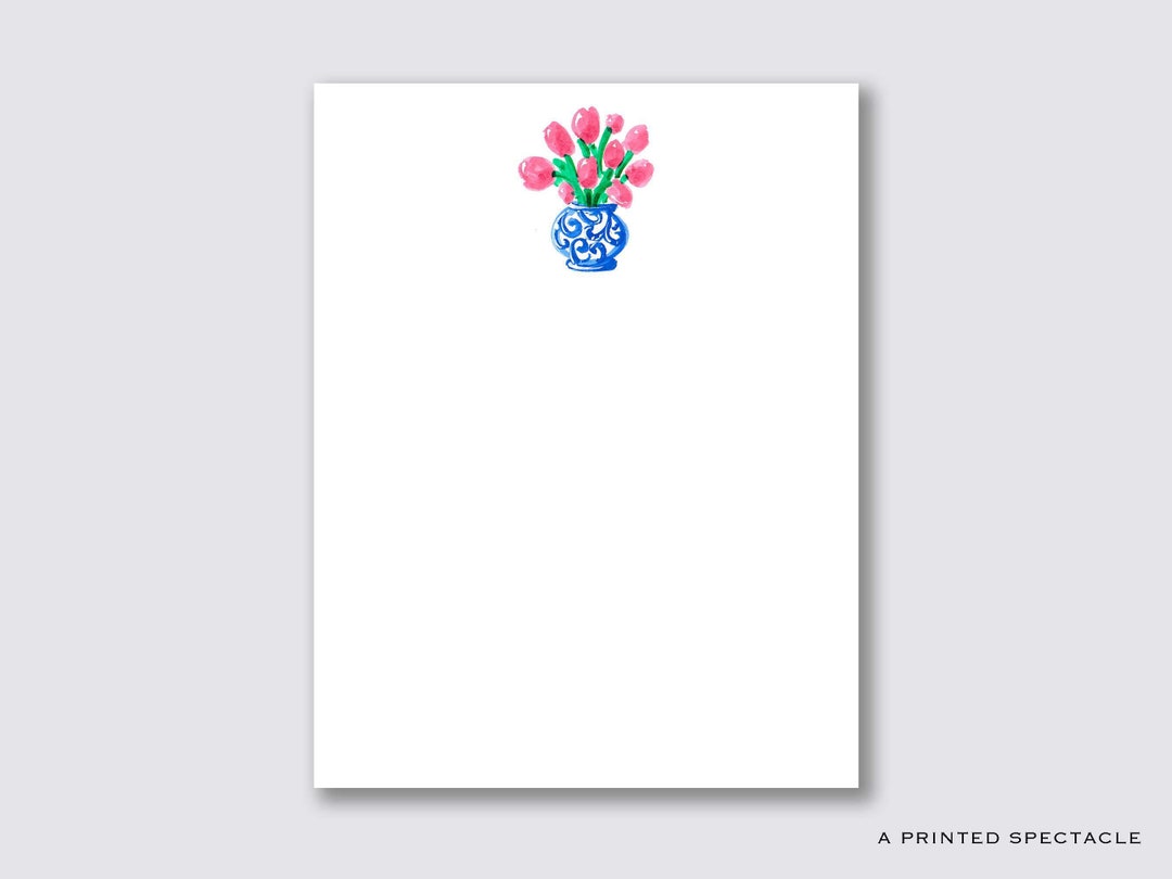 Tulips in Ginger Jar Notepad: Chinoiserie Preppy Stationery - Etsy