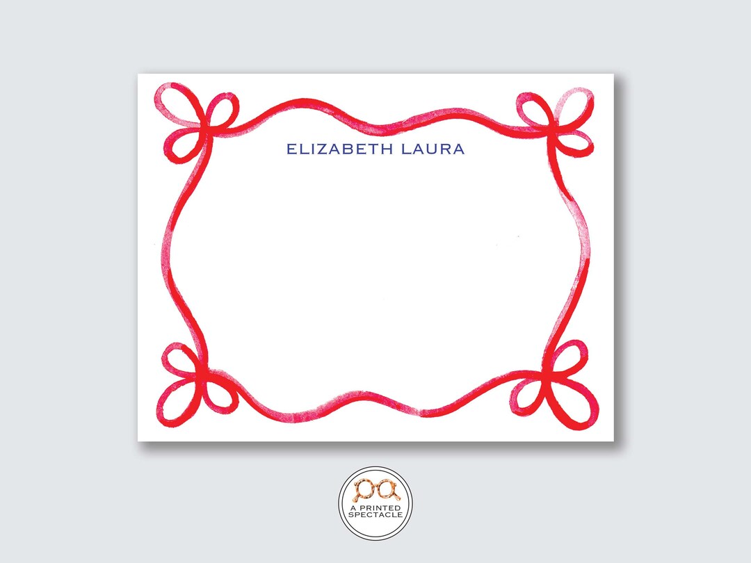 Red Ribbon Wavy Personalized Notecard Set | Baby Shower, Bridal ...