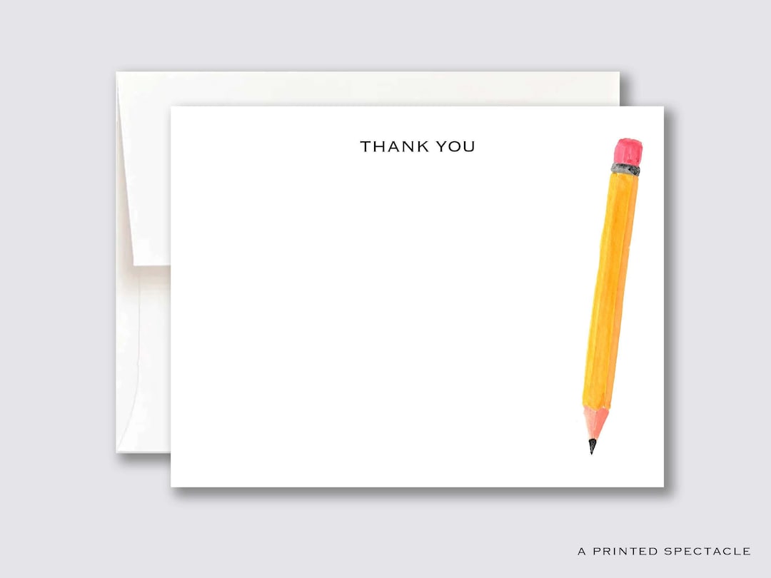 Pencil Thank You Notecard Set | Kids Stationery, Teacher Gift, Back to ...