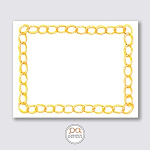 Gold Chain Border Personalized Notecard Set: Watercolor Design - Etsy