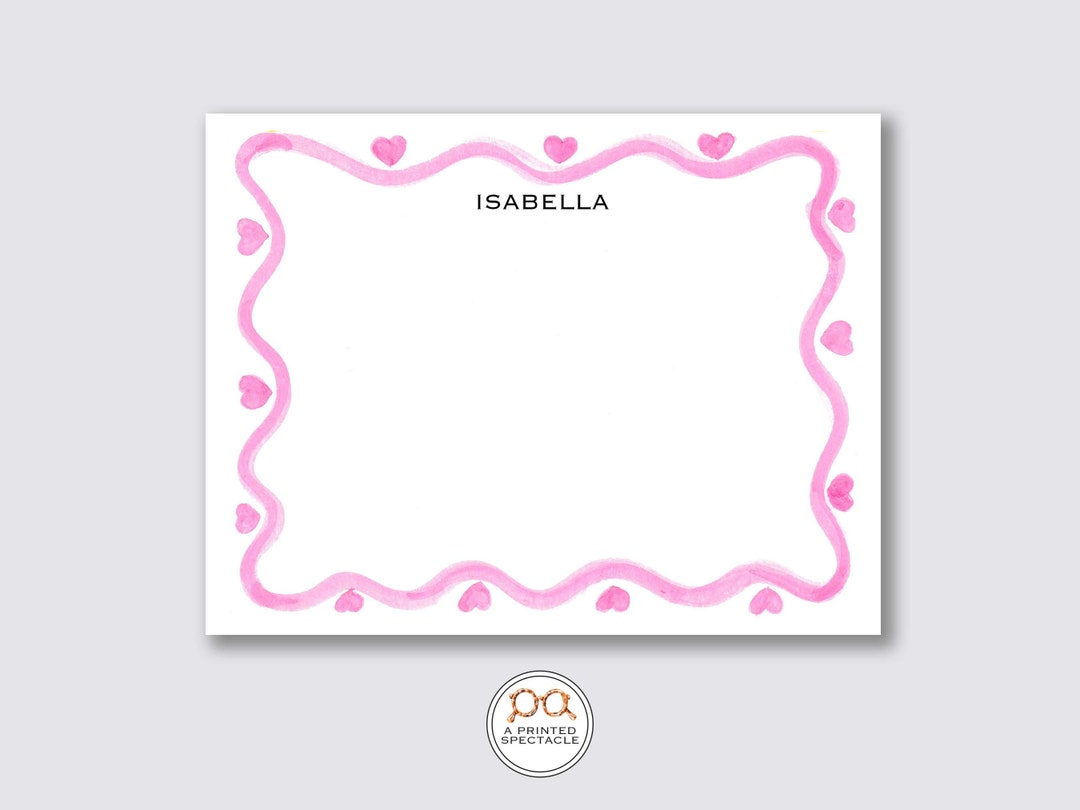 Pink Wavy Hearts Personalized Notecard Set | Baby Shower, Feminine ...