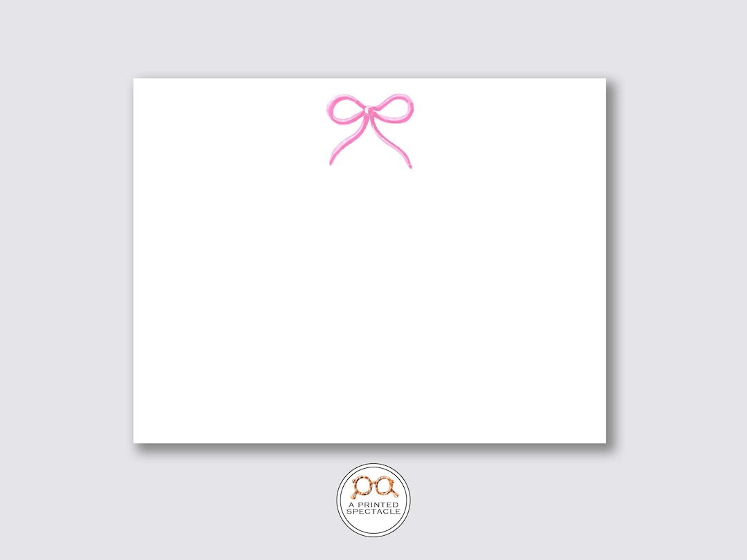 Pink Bow Notecard Set | Baby Card Set, Baby Stationery, Baby Shower ...