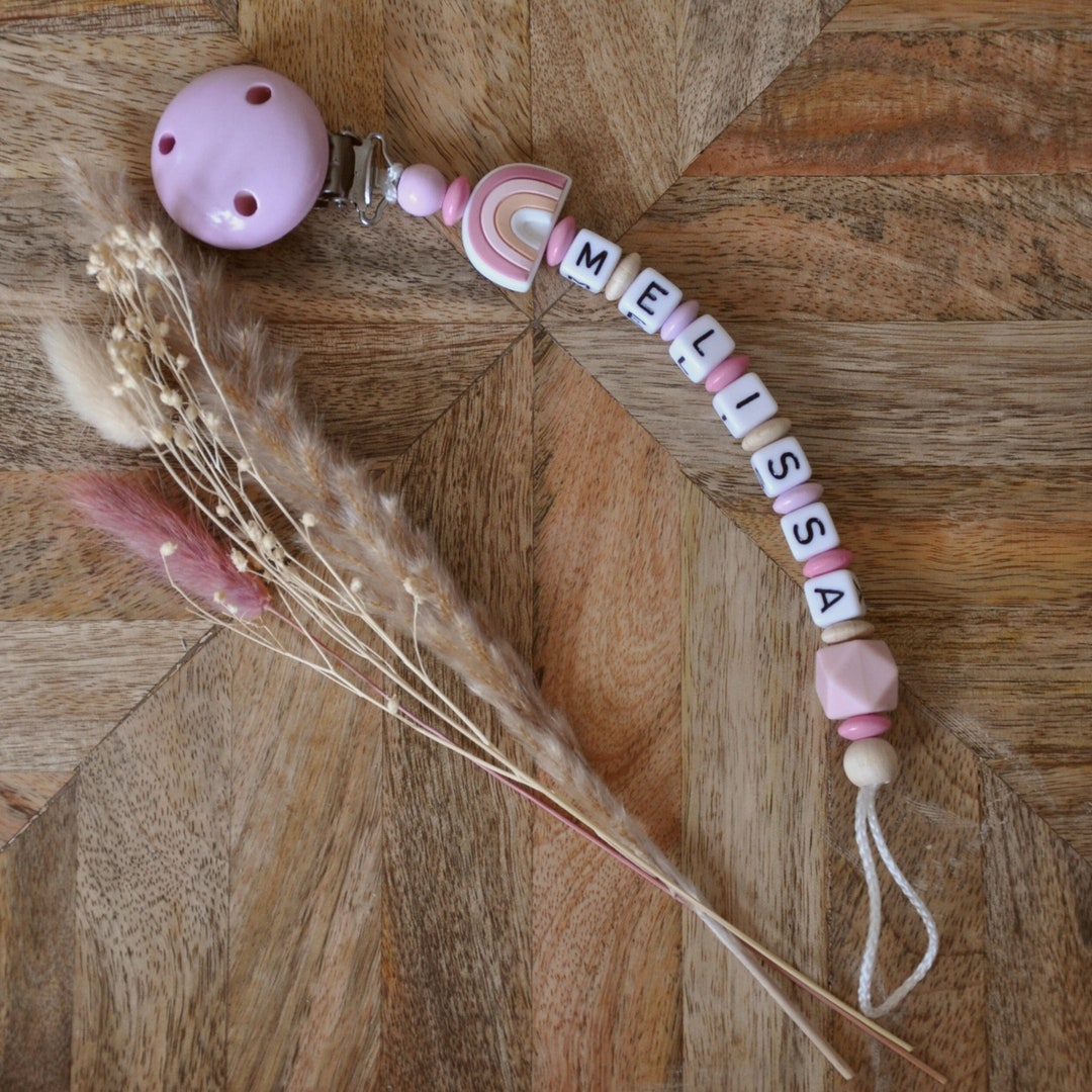Rainbow Pacifier Chain Rainbow Pacifier Holder Wood Unisex Girl Boys ...