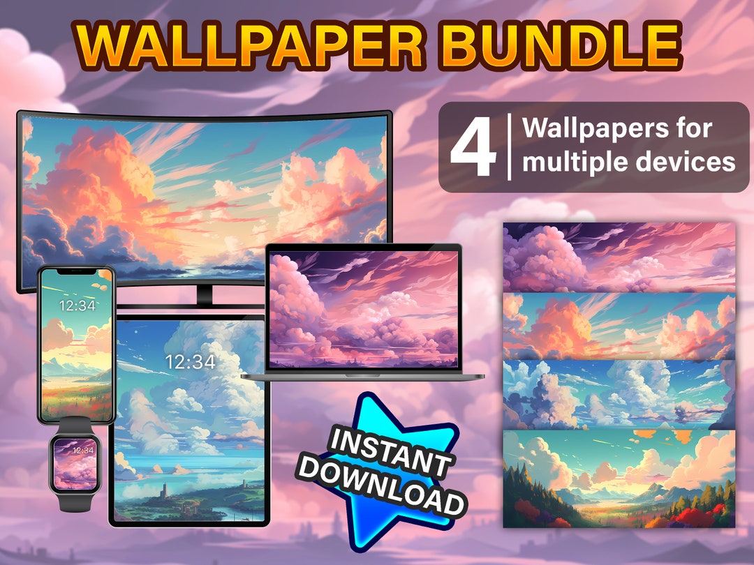 Anime Styled Clouds Wallpaper Bundle | Android & iPhone | PC | Desktop ...