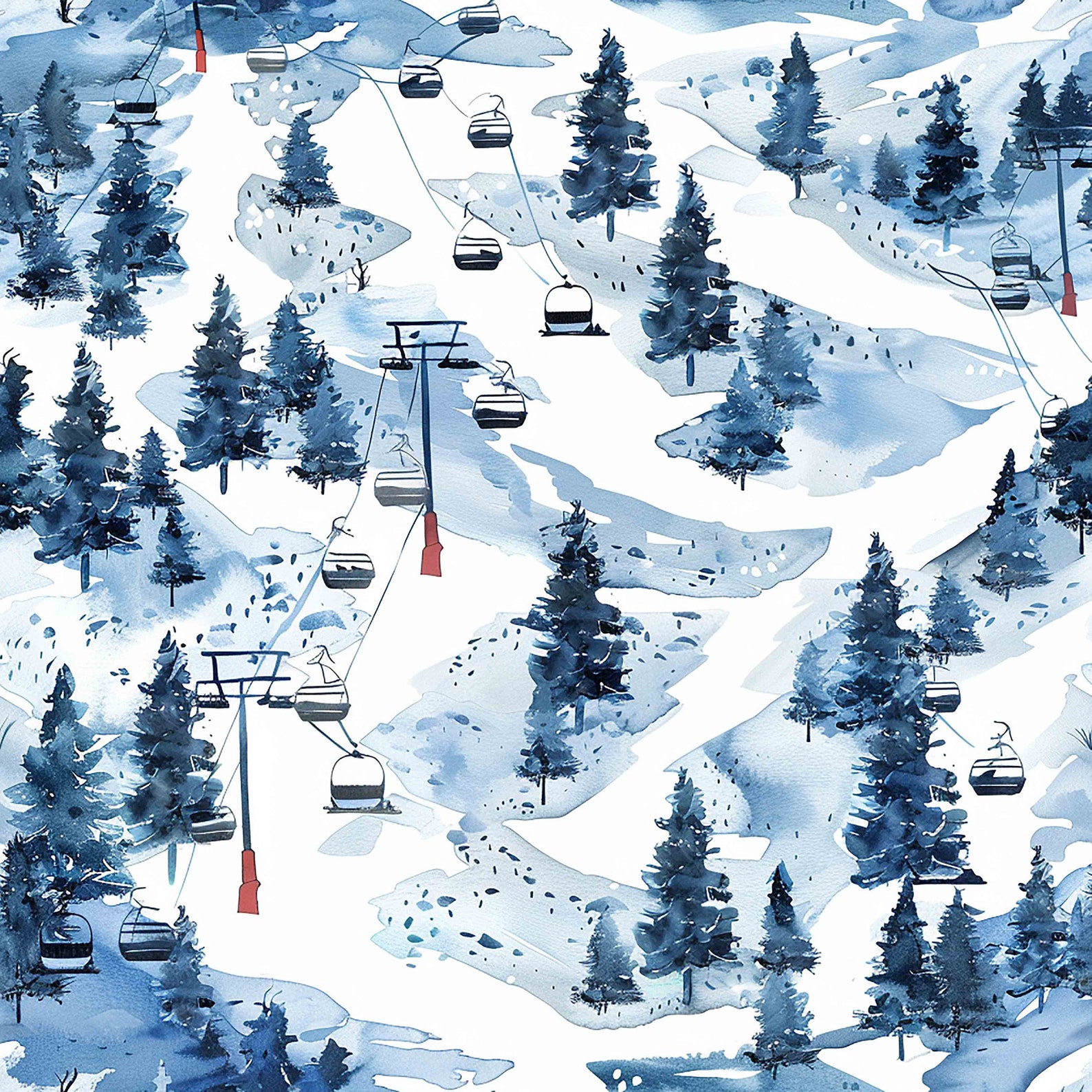 Seamless Pattern Pack, Skiing Seamless Patterns, Ski Vacation ...