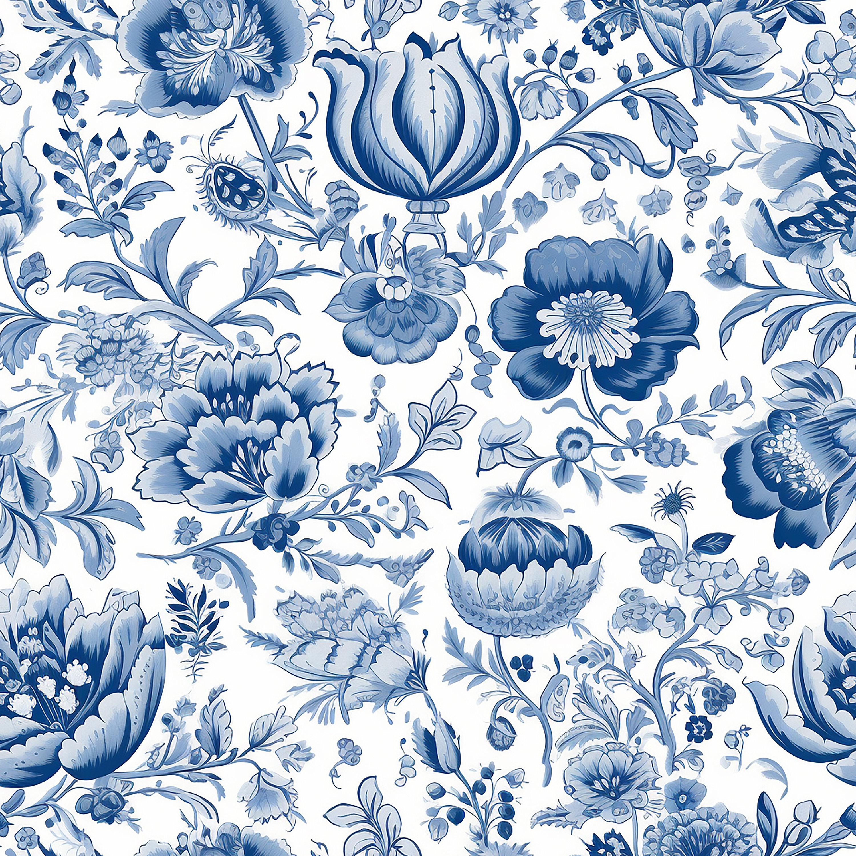 Seamless Pattern Pack, Blue Delft Pattern, Digital Paper - Etsy