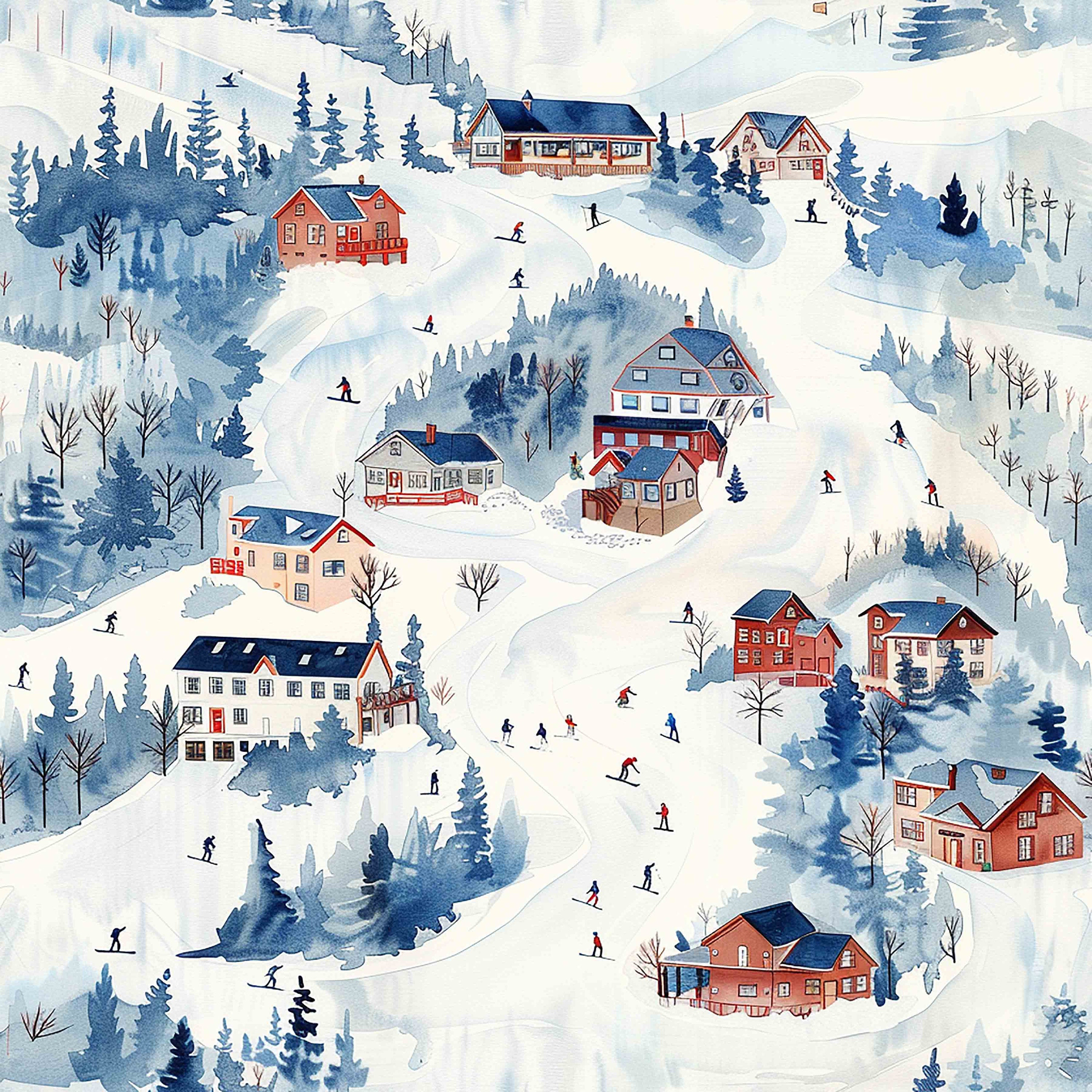Seamless Pattern Pack, Skiing Seamless Patterns, Ski Vacation ...