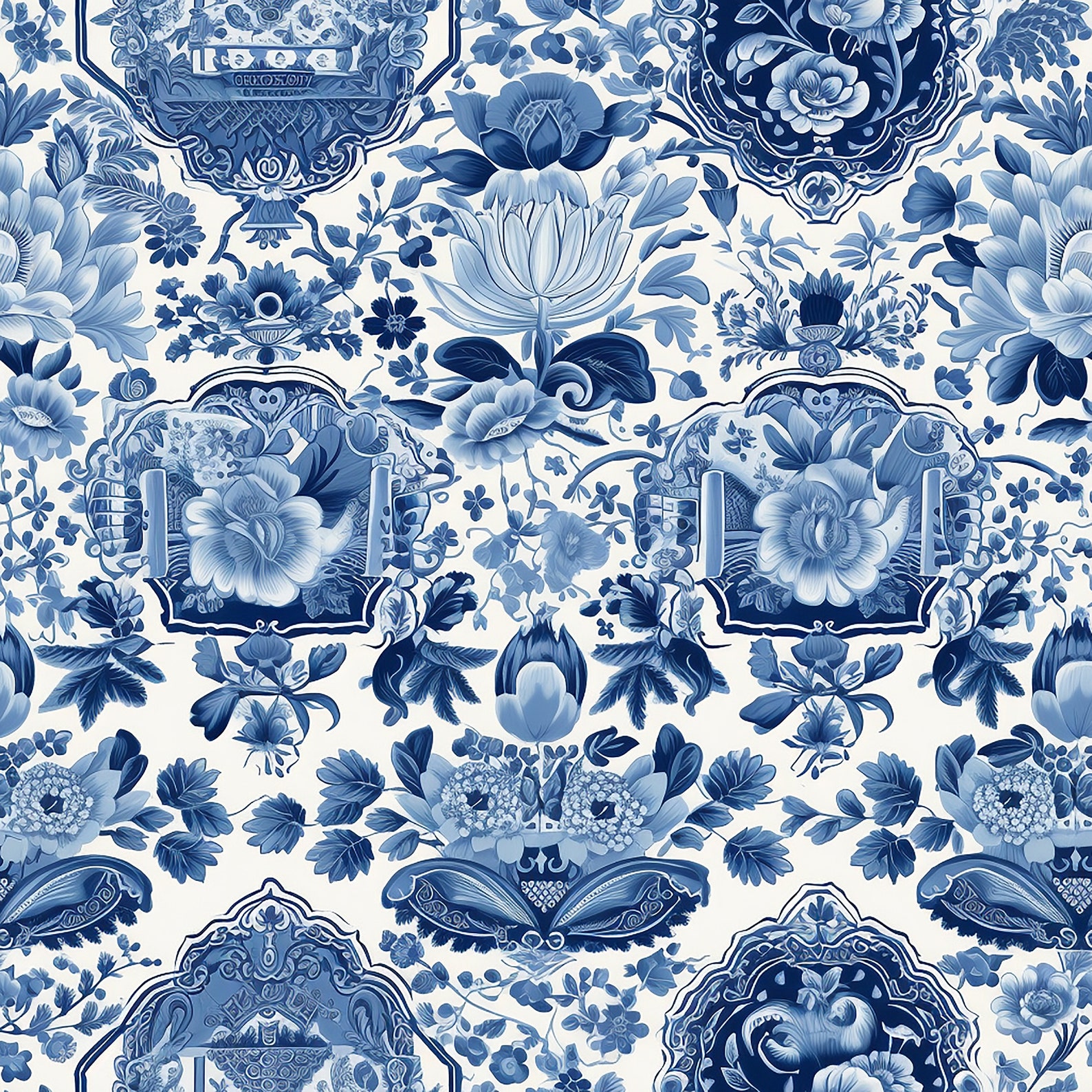 Seamless Pattern Pack, Blue Delft Pattern, Digital Paper - Etsy