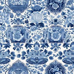 Seamless Pattern Pack, Blue Delft Pattern, Digital Paper - Etsy
