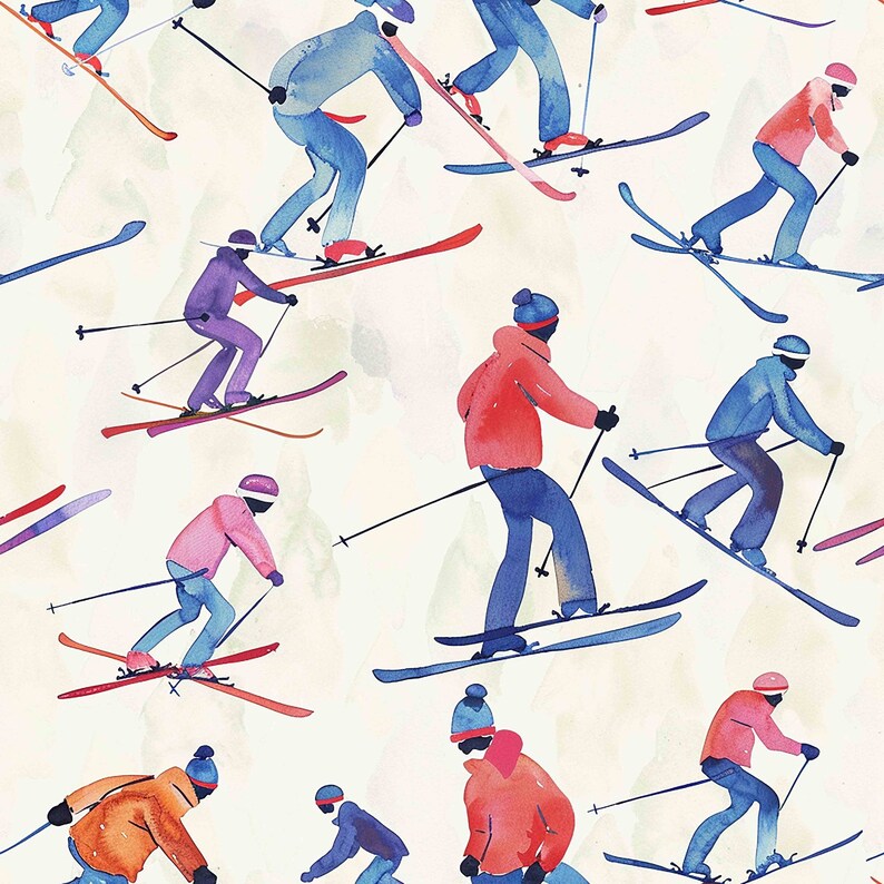 Seamless Pattern Pack, Skiing Seamless Patterns, Ski Vacation ...