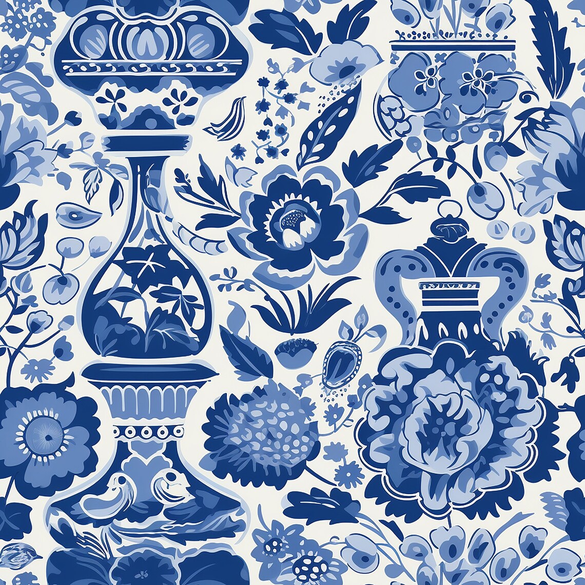 Seamless Pattern Pack, Blue Delft Pattern, Digital Paper - Etsy