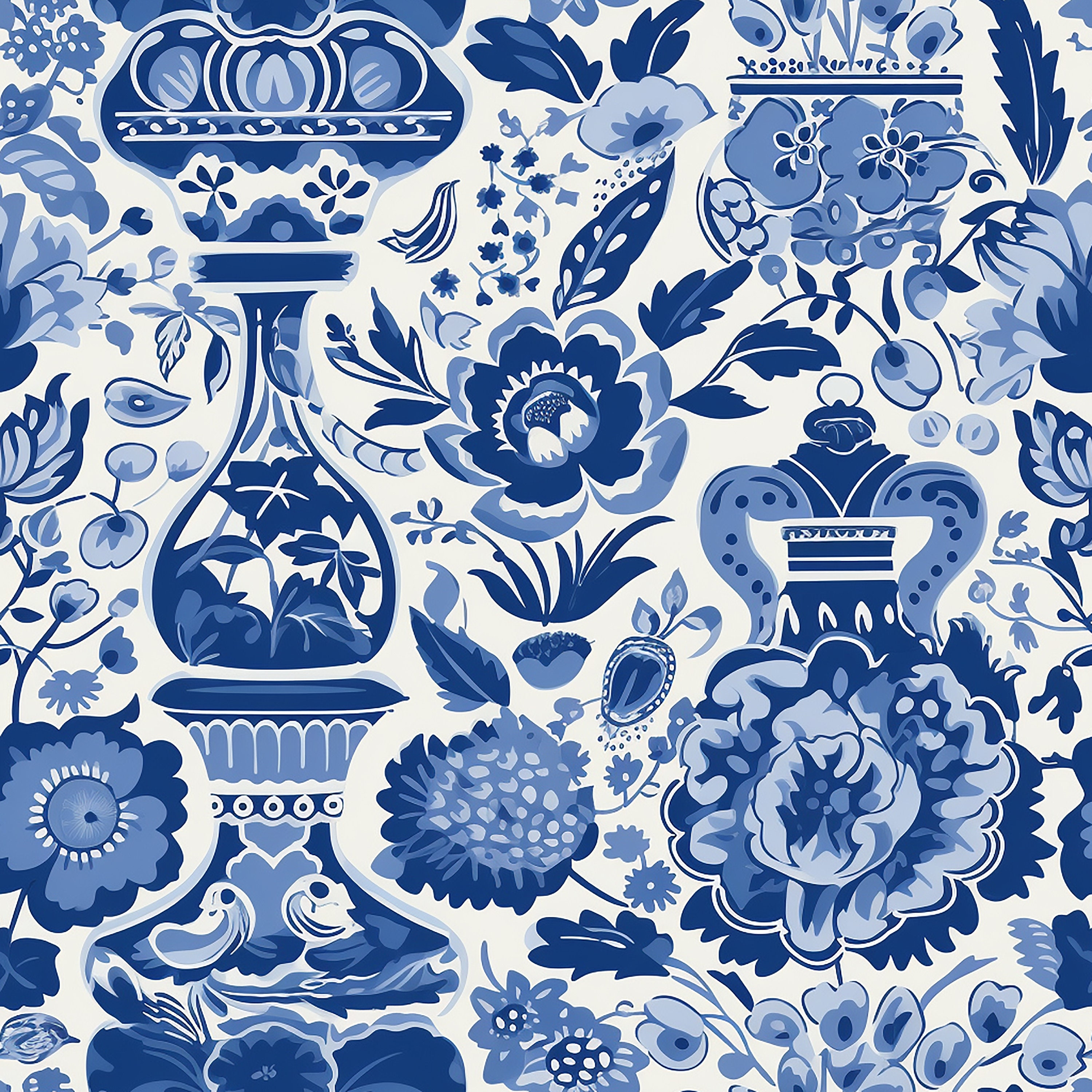 Seamless Pattern Pack, Blue Delft Pattern, Digital Paper - Etsy